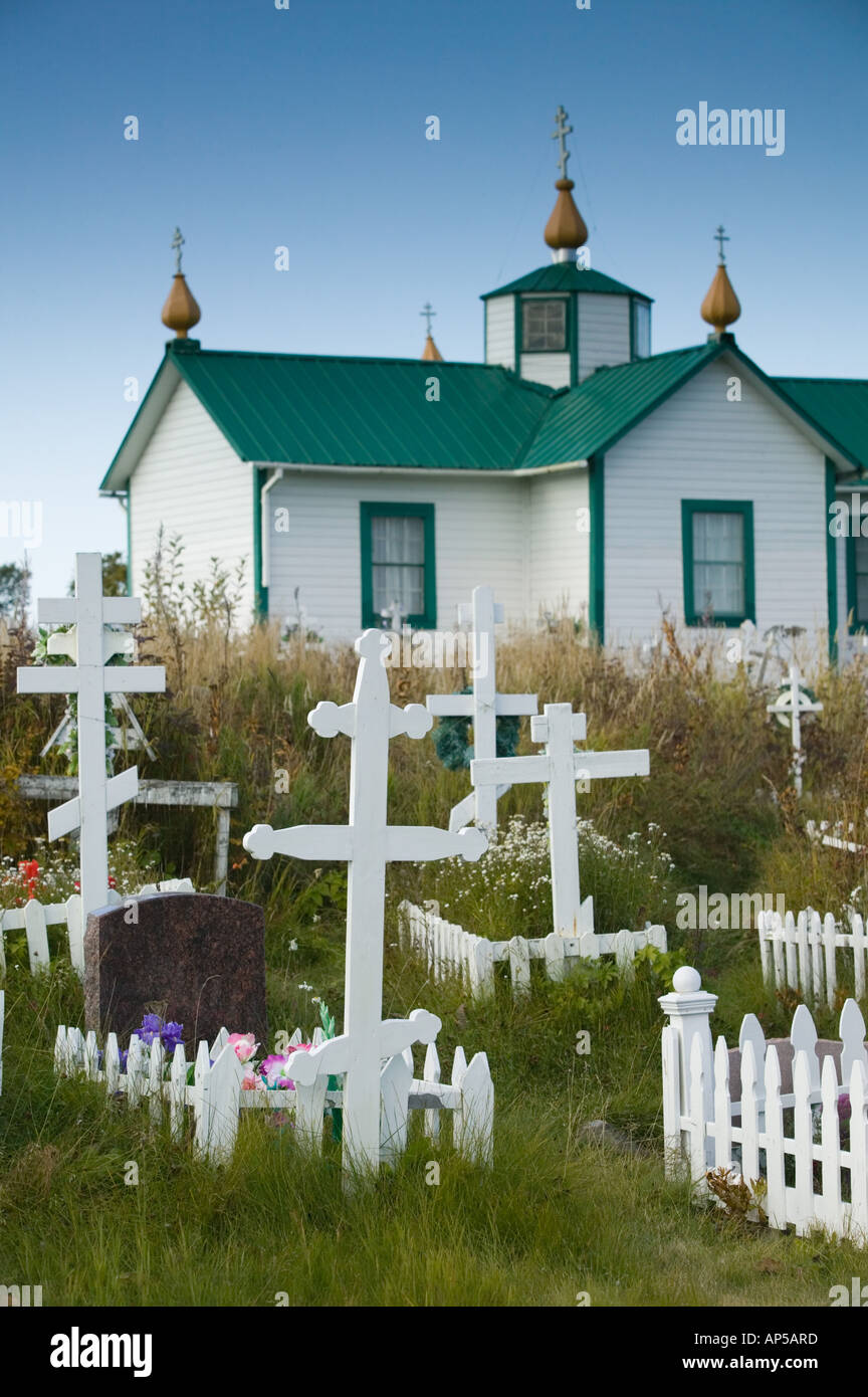 USA, ALASKA, KENAI PENINSULA, NINILCHIK: Russian Orthodox Crosses / Old ...