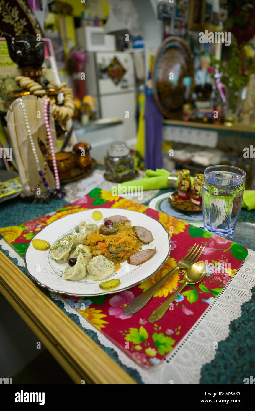 USA, ALASKA, KENAI PENINSULA, NIKOLAEVSK: Russian Pilmeny Dumplings at ...