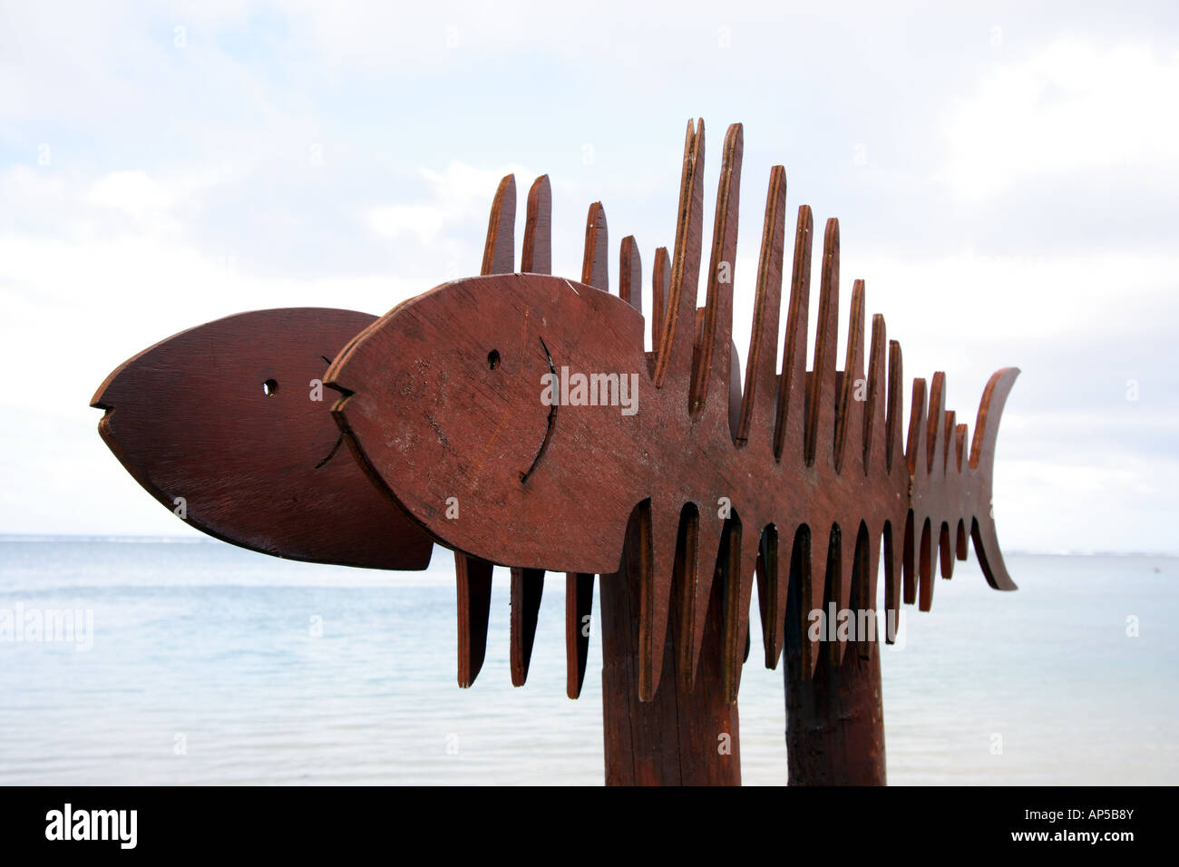 WOODEN CARVED FISH SKELETON FIJIAN RESORT HORIZONTAL BDB11390 Stock ...