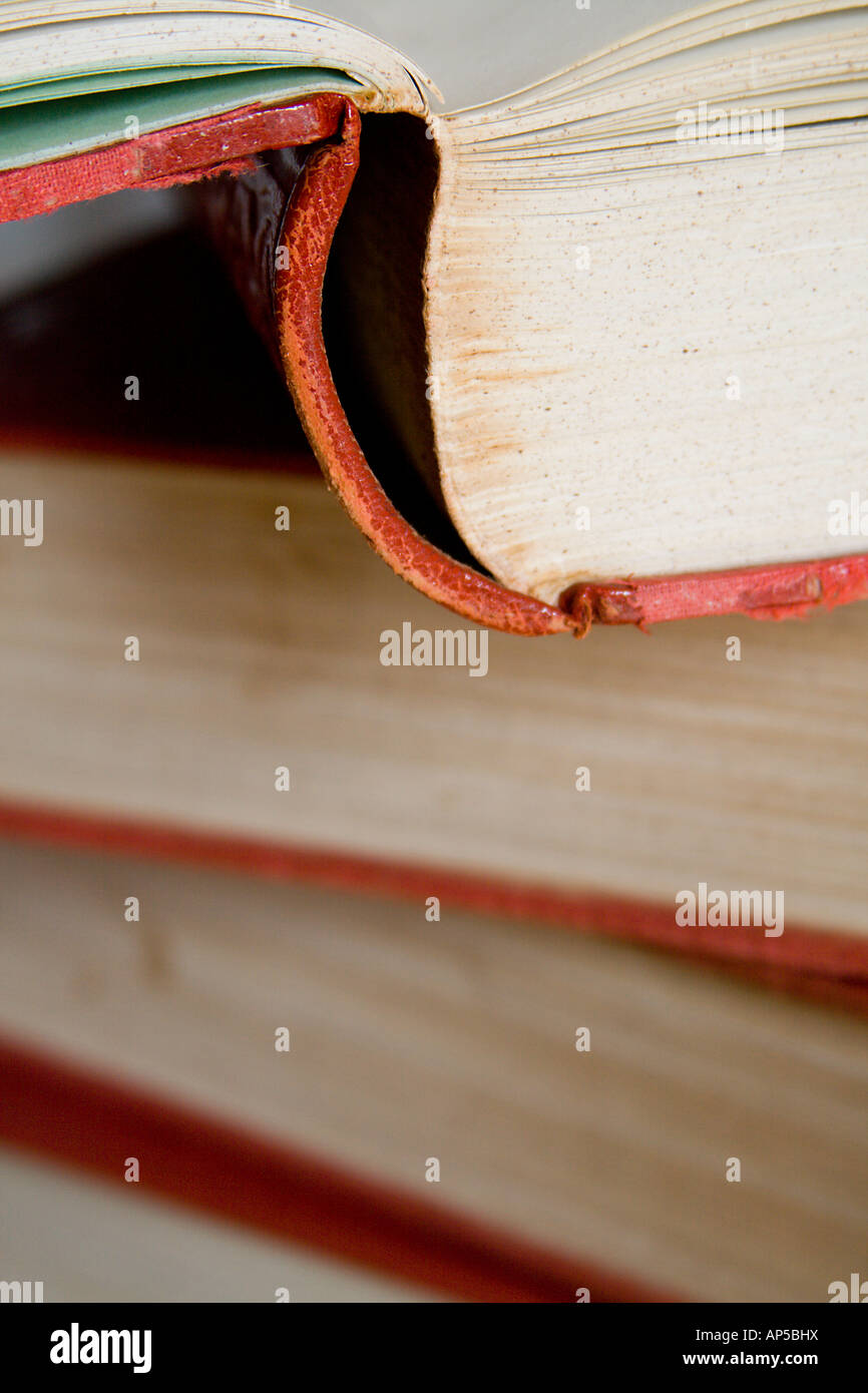 Pile of red old books Stock Photo - Alamy