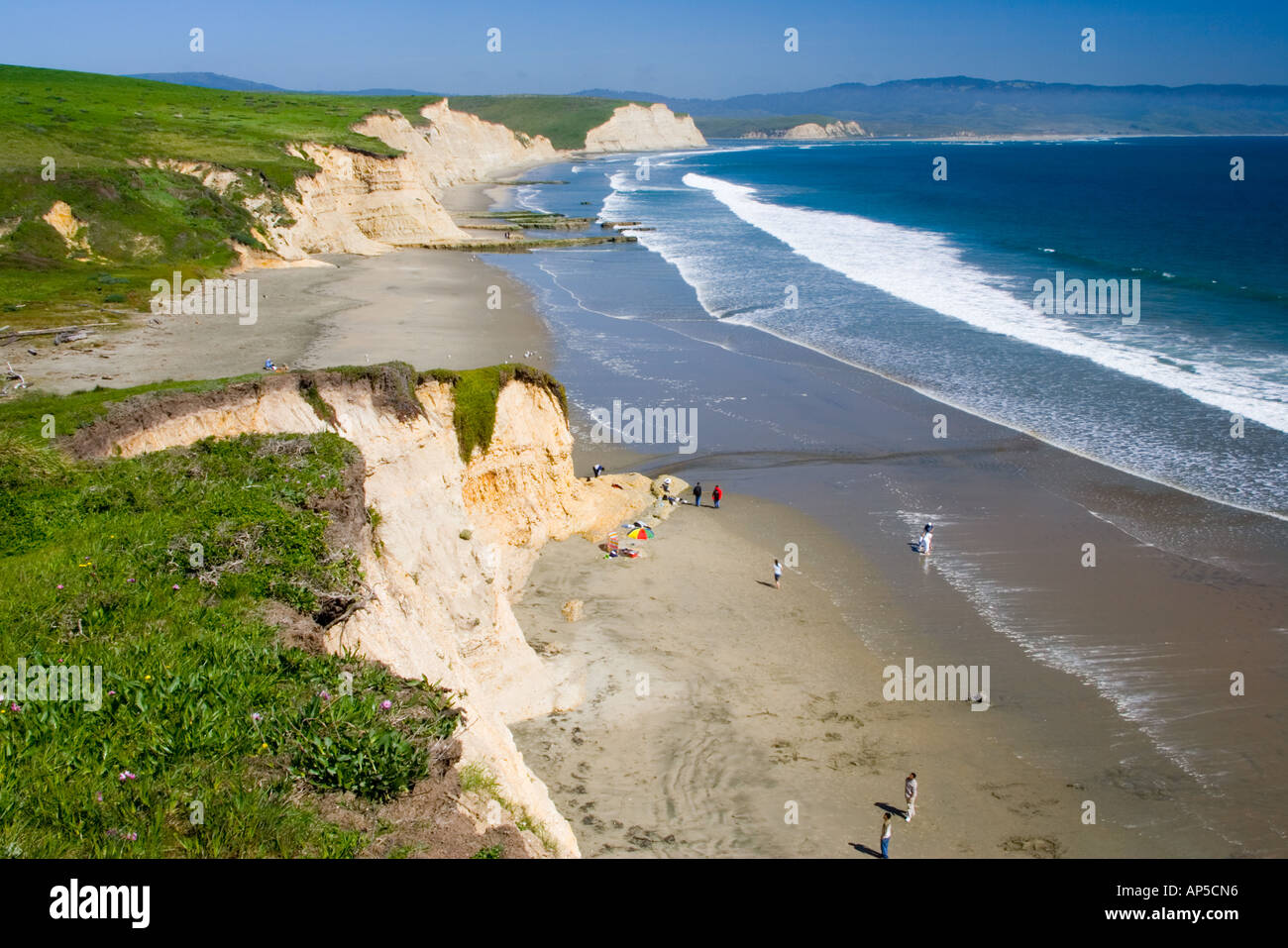 USA, California, Drakes beach at Point Reyes National Seashore Stock ...