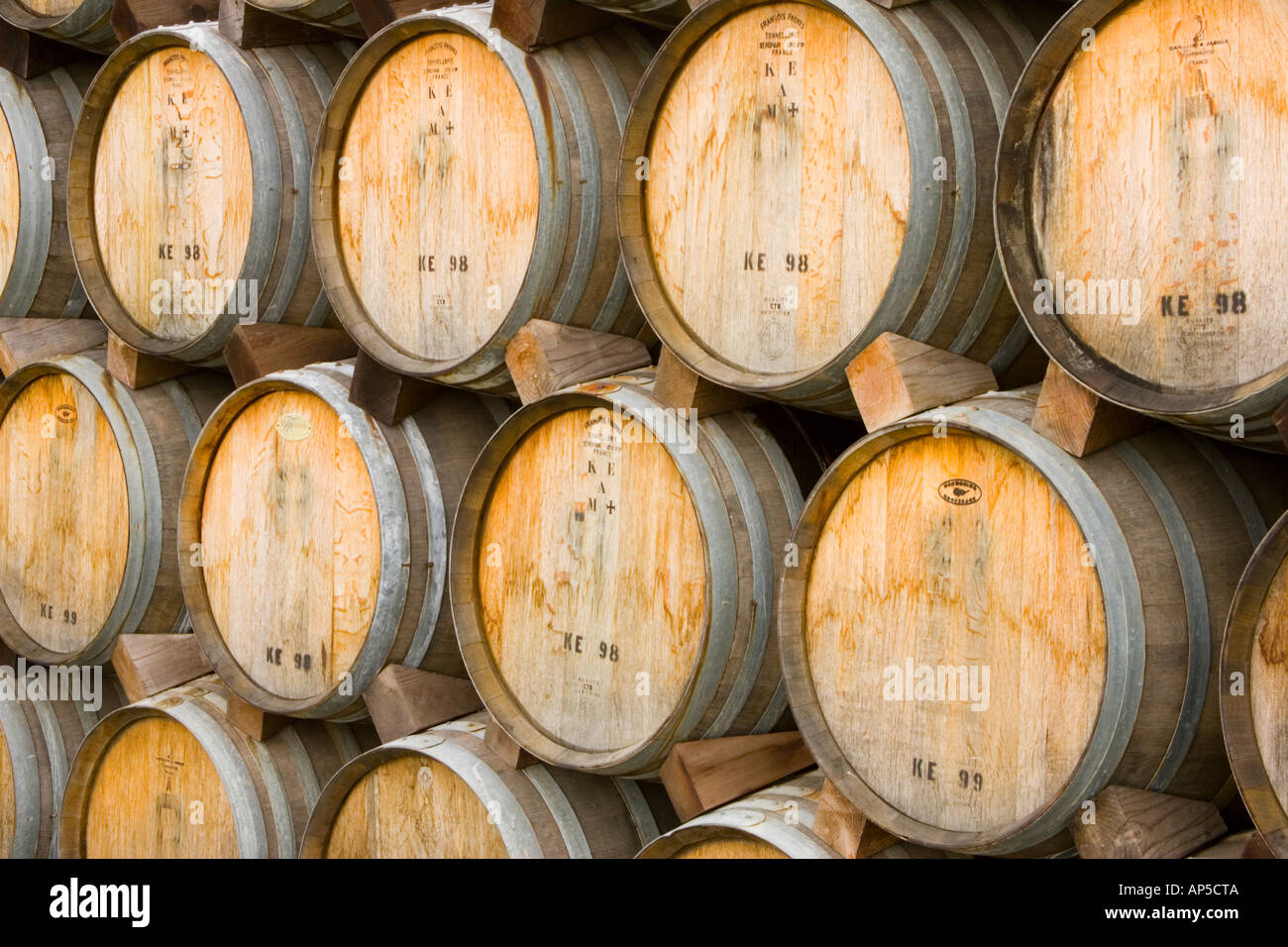 USA, California, Sonoma Valley, Oak barrels in winery Stock Photo - Alamy