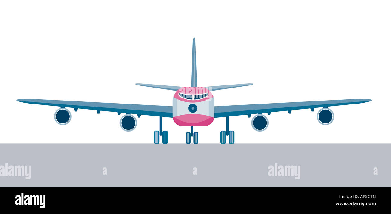 jumbo jet plane landing front view Stock Photo - Alamy