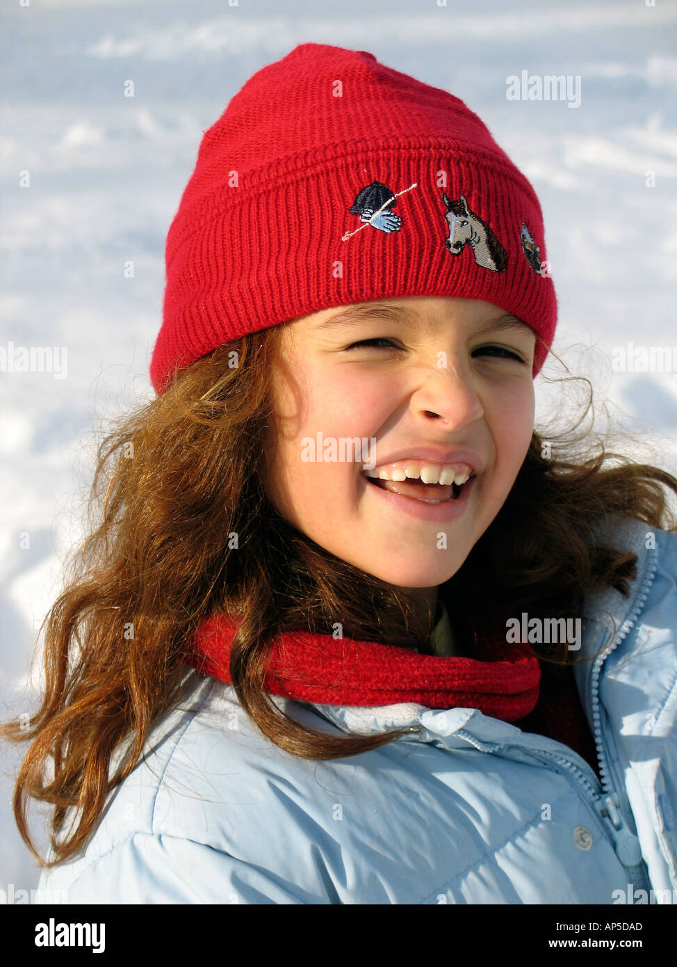 Child with red cap smiling Stock Photo - Alamy