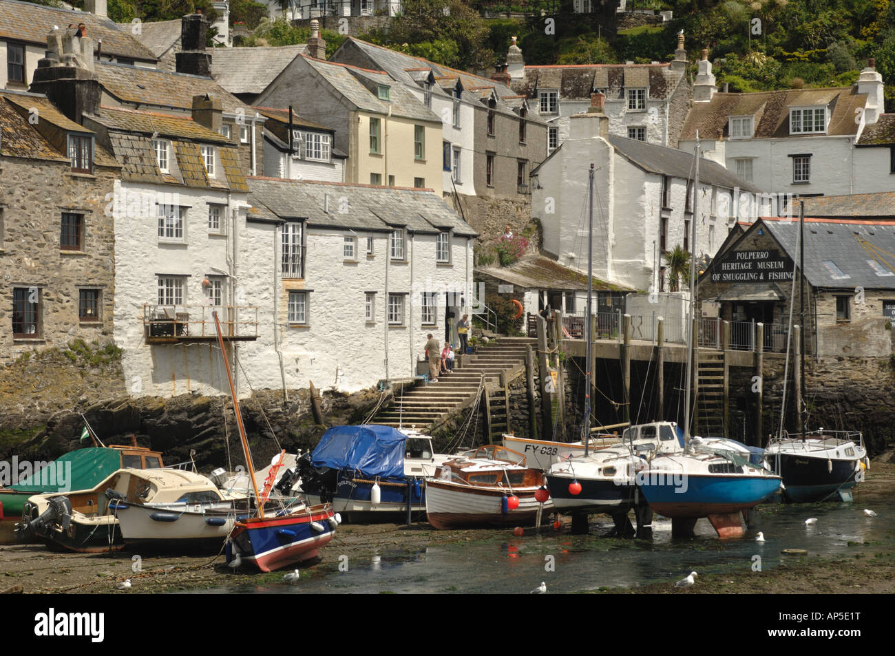 Polperro Harbour South Cornwall coast England Stock Photo - Alamy