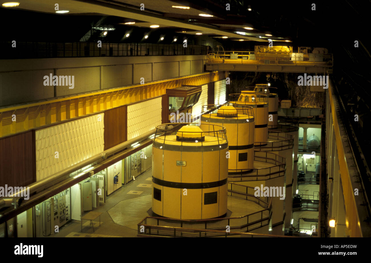 Inside the turbine hall at Cruachan hydro electric power station in ...