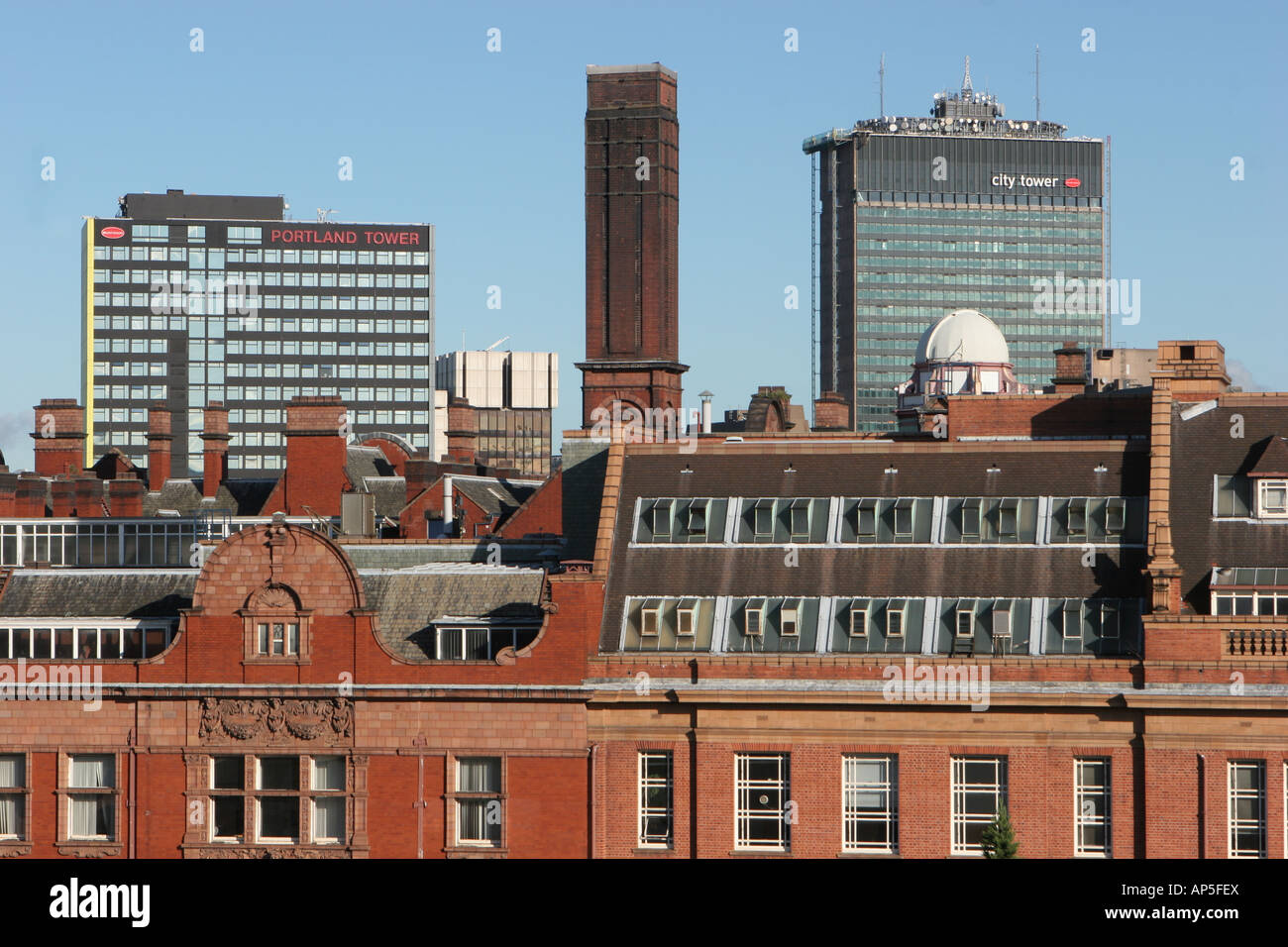 Aerial view of Manchester town centre looking north showing Portland ...