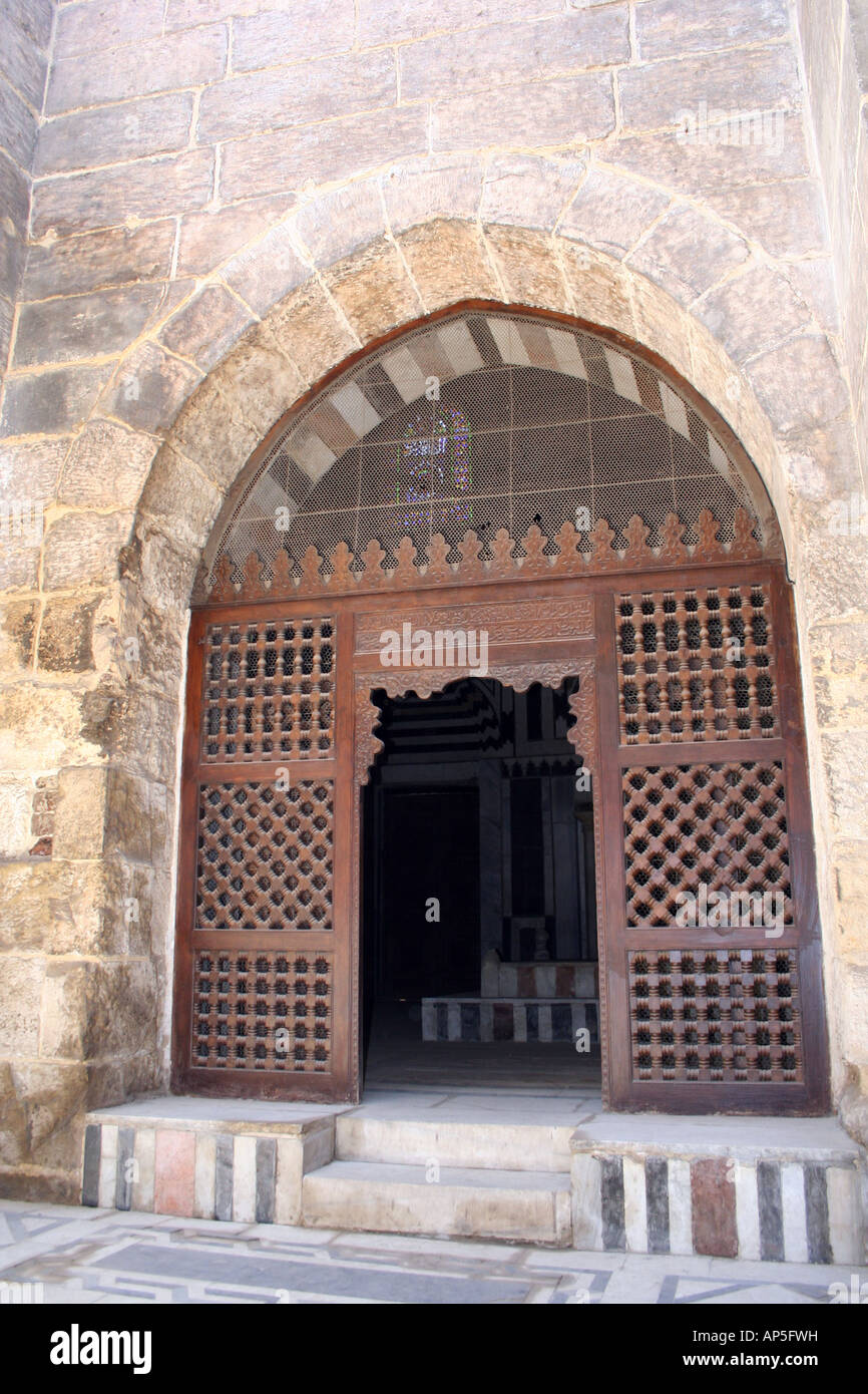 mosque wooden door mamluk sultan tomb barquq cairo egypt Stock Photo ...