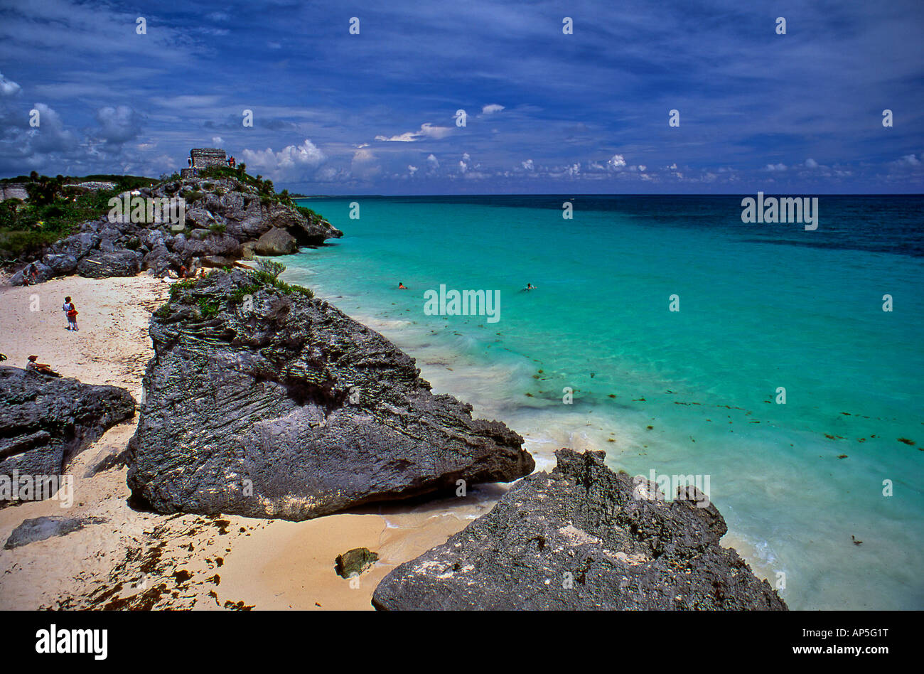 Mayan ruins and Beach at Tulum on the Yucatan Peninsula Mexico Stock ...