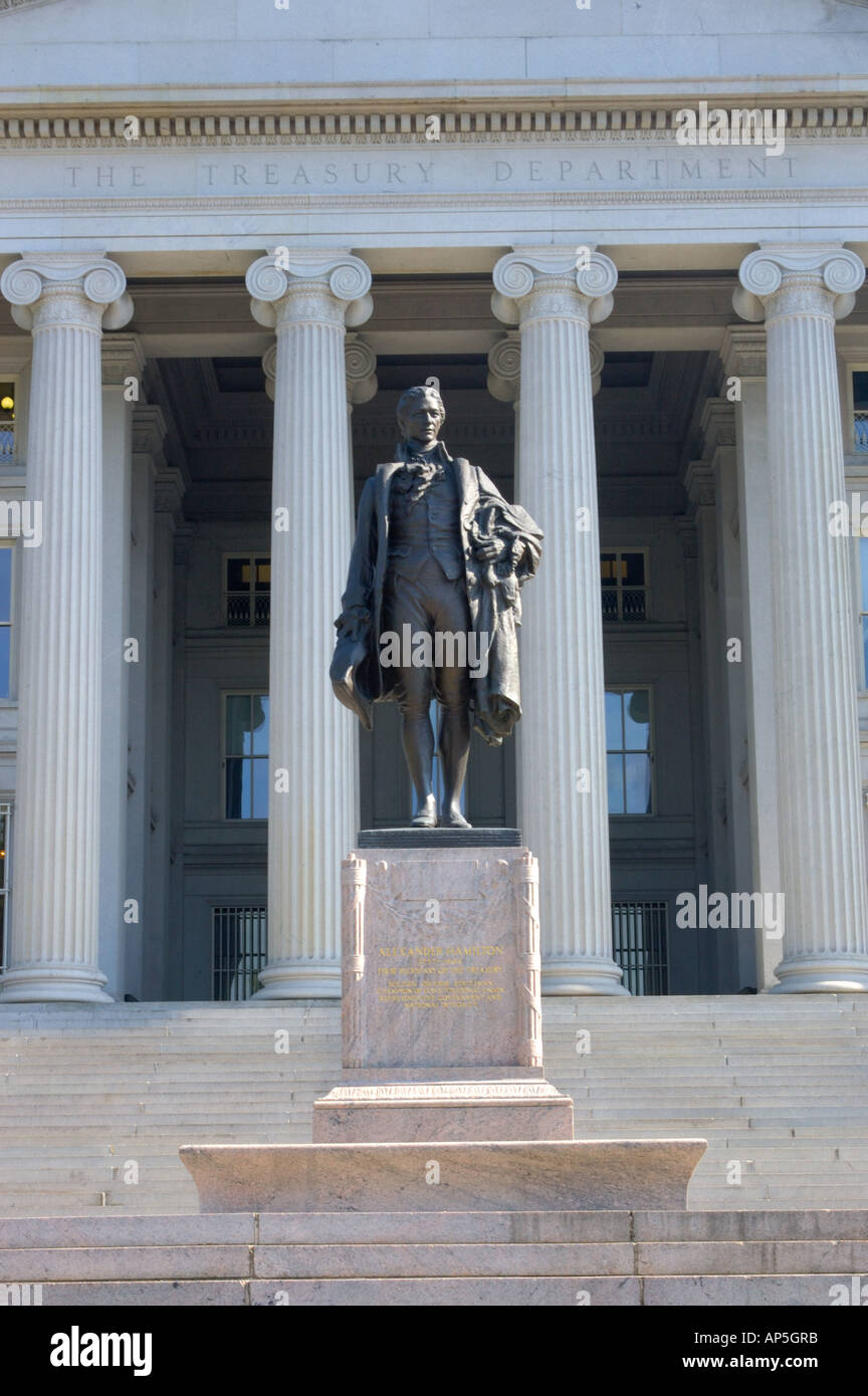 Washington, DC, The Treasury Department, statue of Hamilton Stock Photo ...