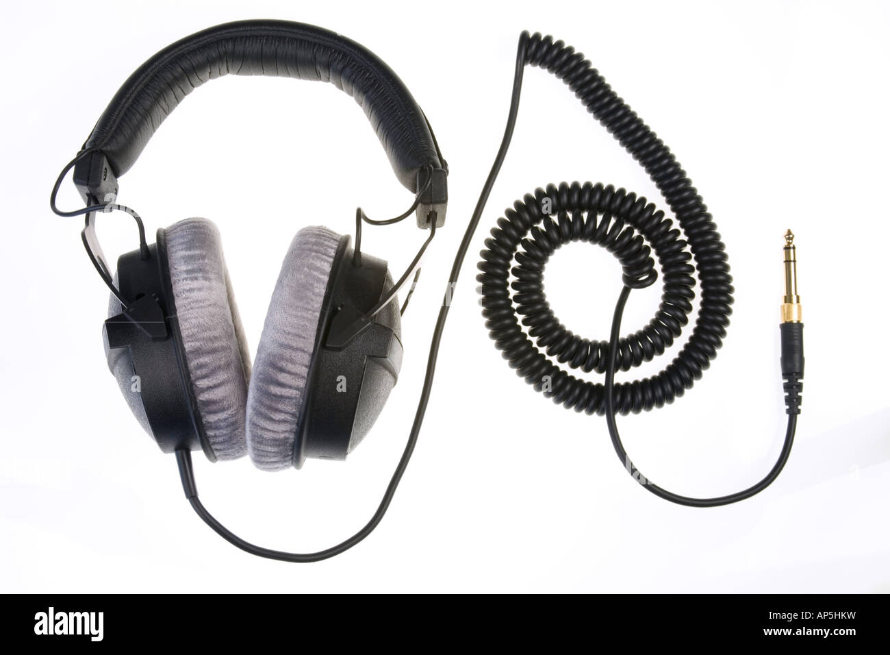 Pair of recording studio headphones on a white background Stock Photo ...