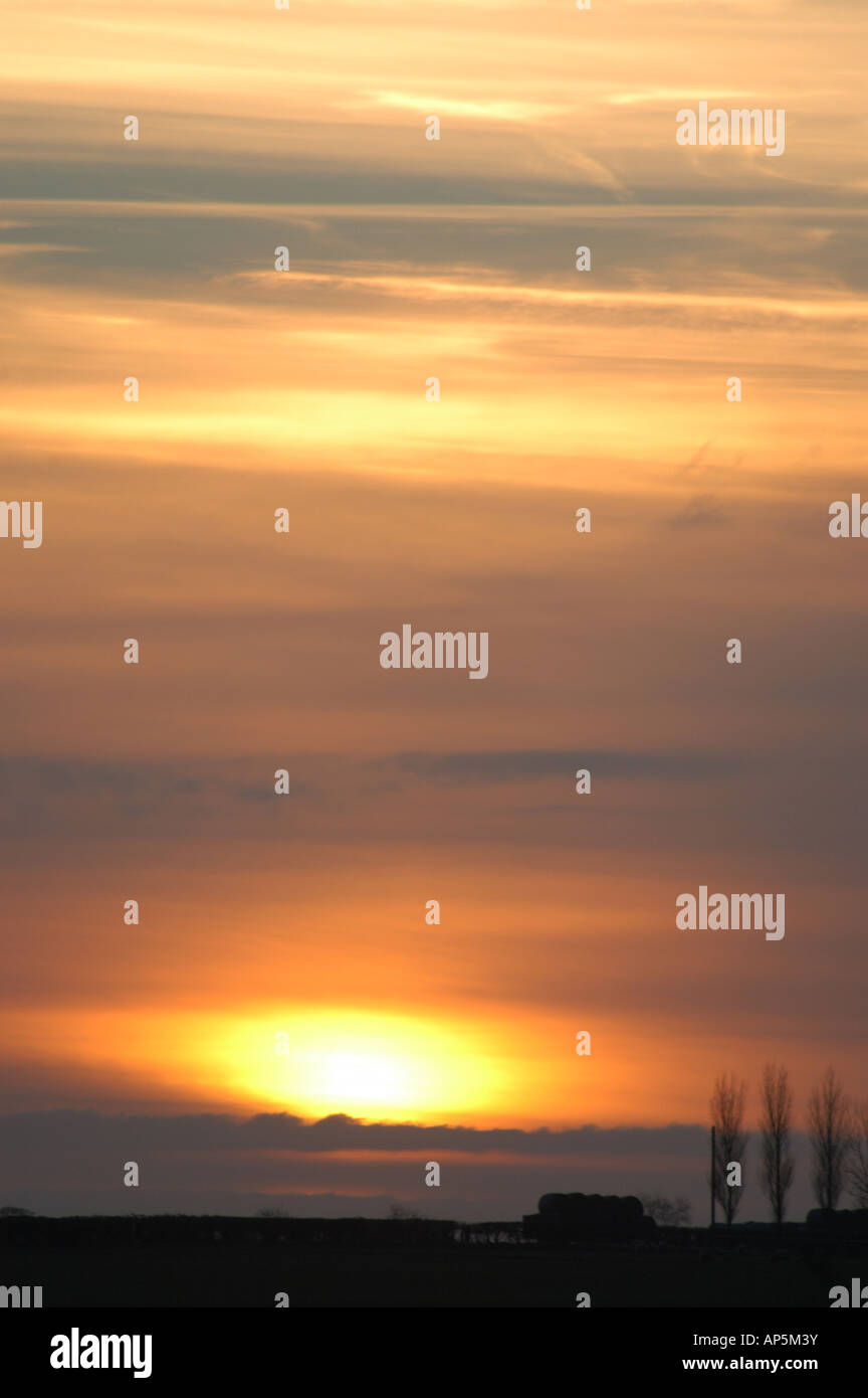 Sunset over Countryside Stock Photo - Alamy
