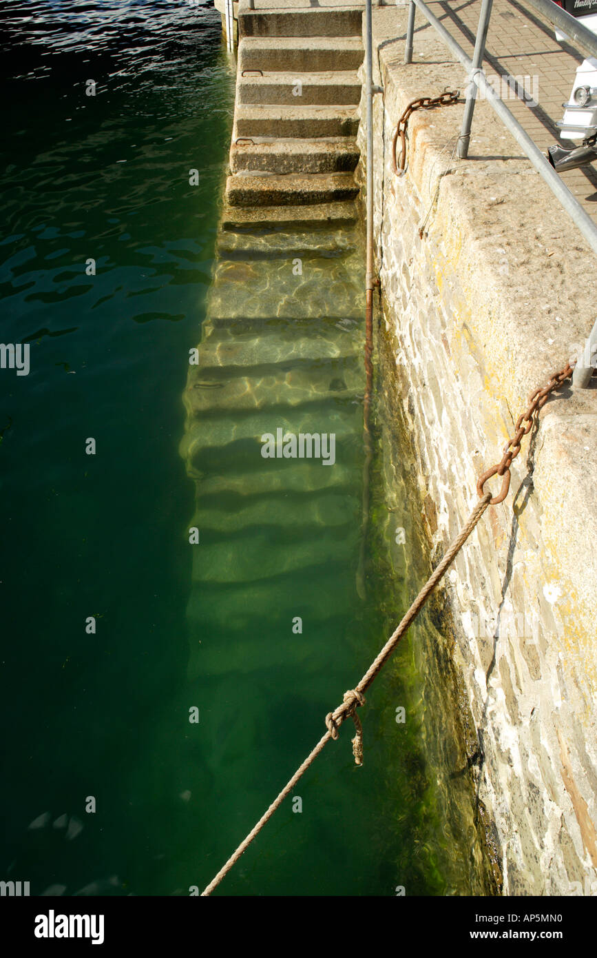 Stone Steps Into Water Looe Harbour Cornwall UK Stock Photo - Alamy