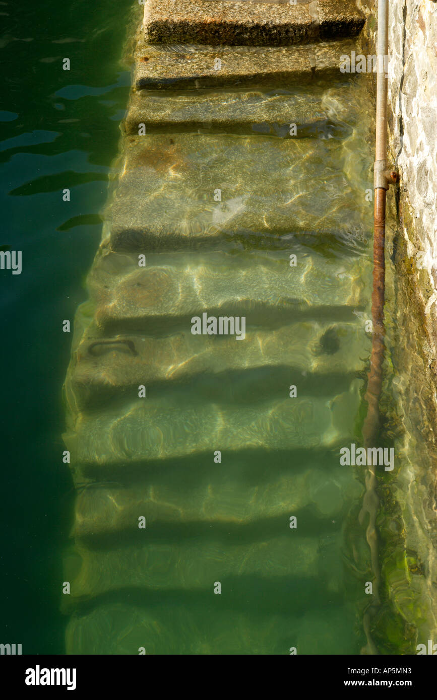 Stone Steps Into Water Looe Harbour Cornwall UK Stock Photo - Alamy