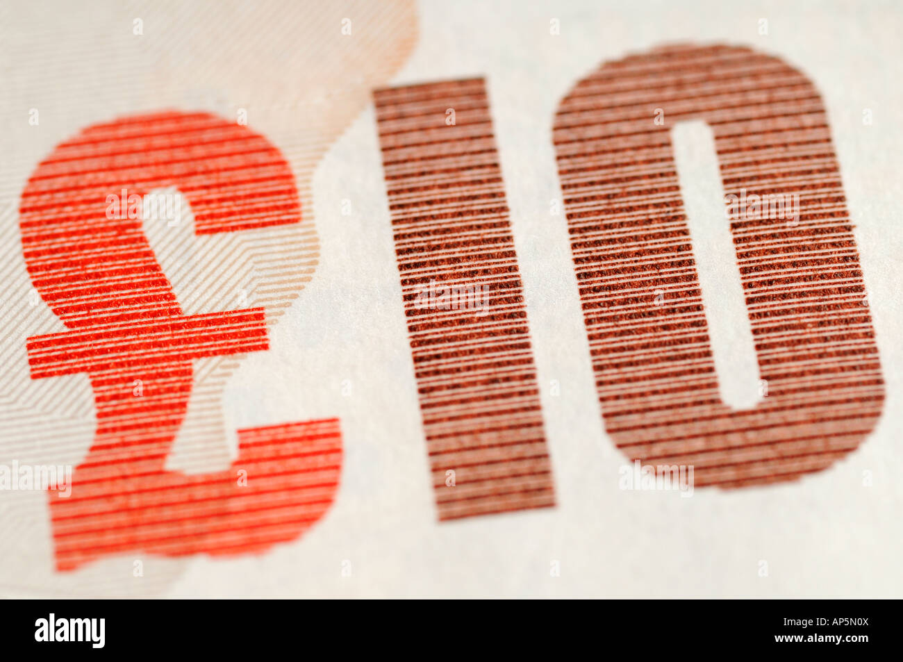 Ten Pounds Close up from a Sterling 10 GBP Note Stock Photo - Alamy