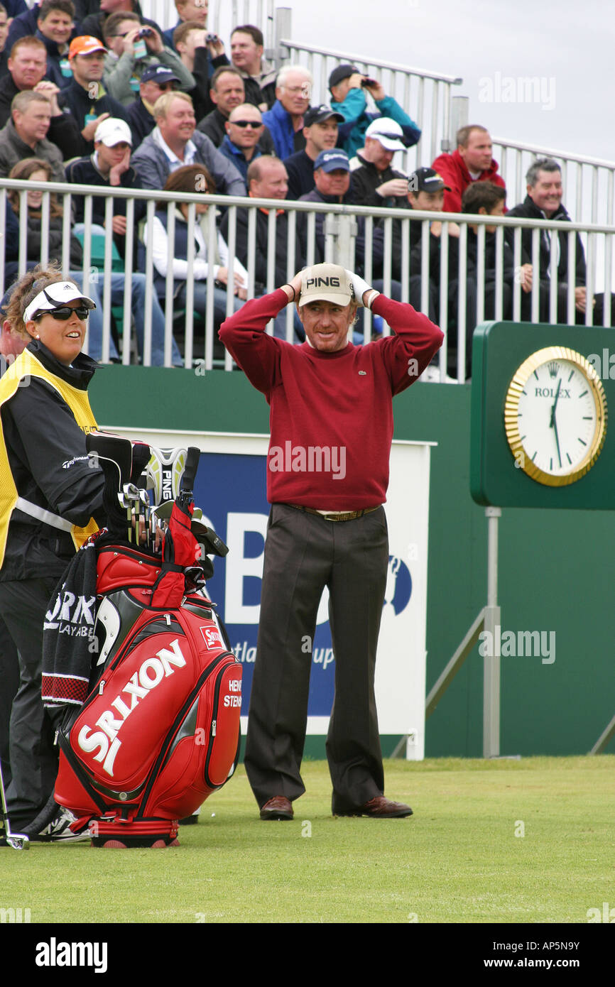 Miguel Angel Jiminez Spanish professional golfer, with caddie Fanny ...
