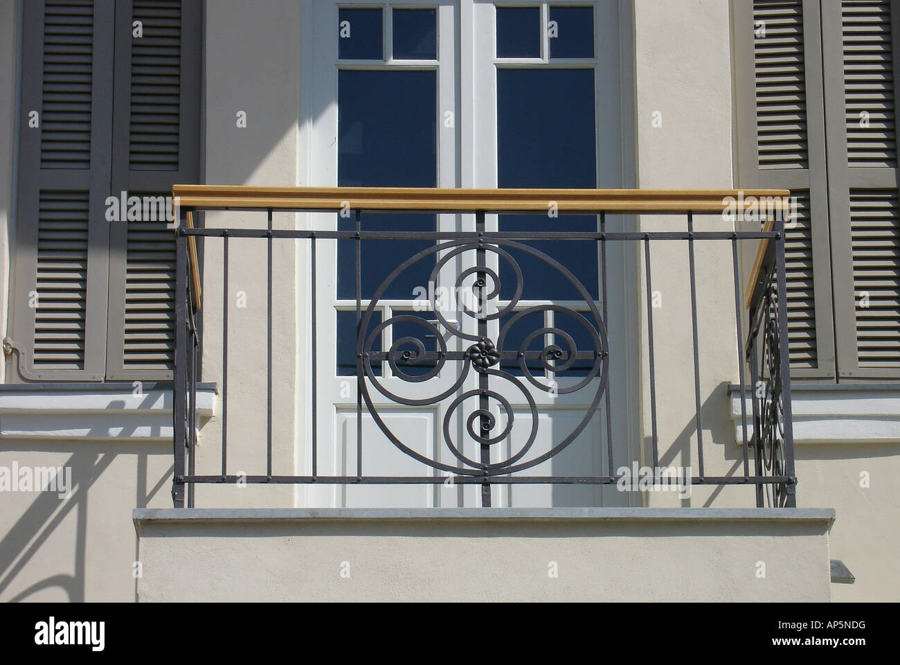 Art-Nouveau iron railing in a balustrade of an old building built in ...