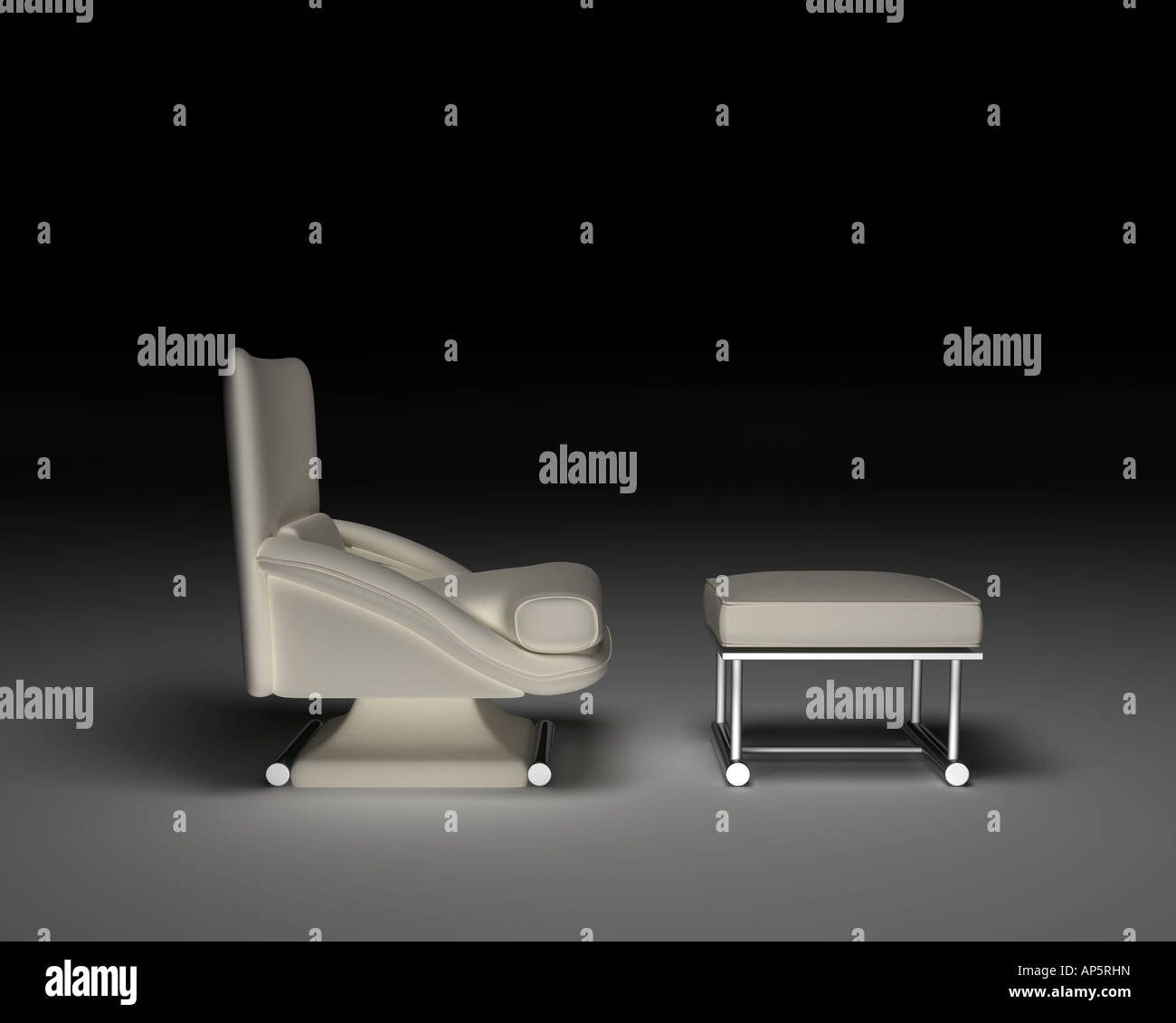 Single seated sofa profile on a black background Stock Photo - Alamy