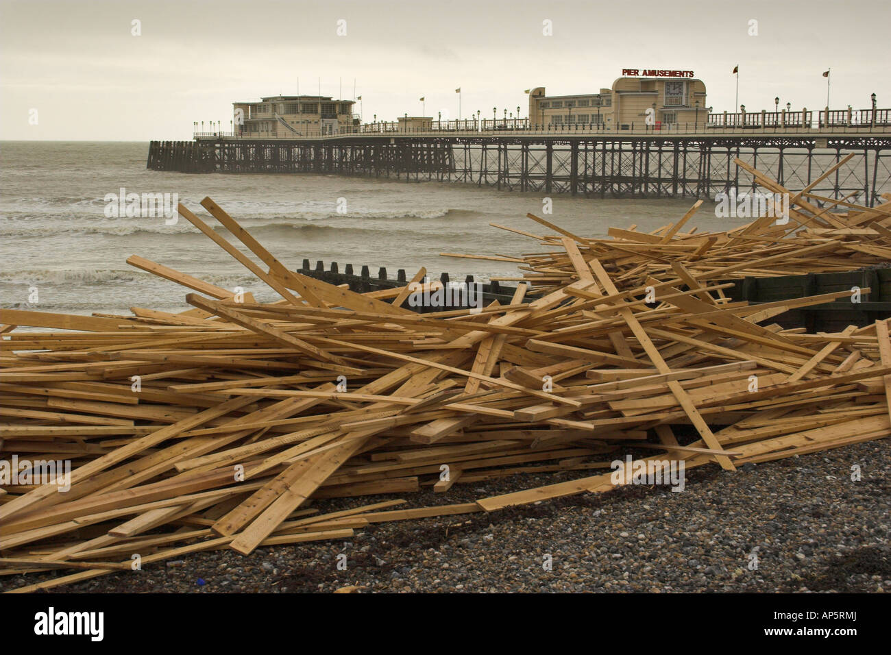 Wood washed up on the beach at worthing hi-res stock photography and ...