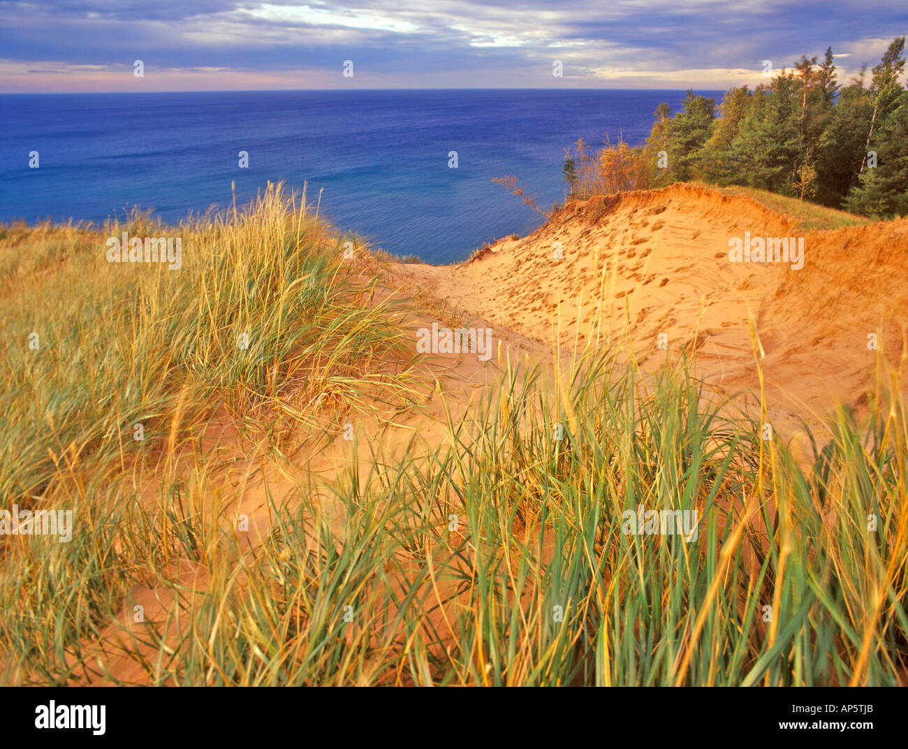 Sand dunes along Lake Superior at Pictured Rocks National Seashore near ...