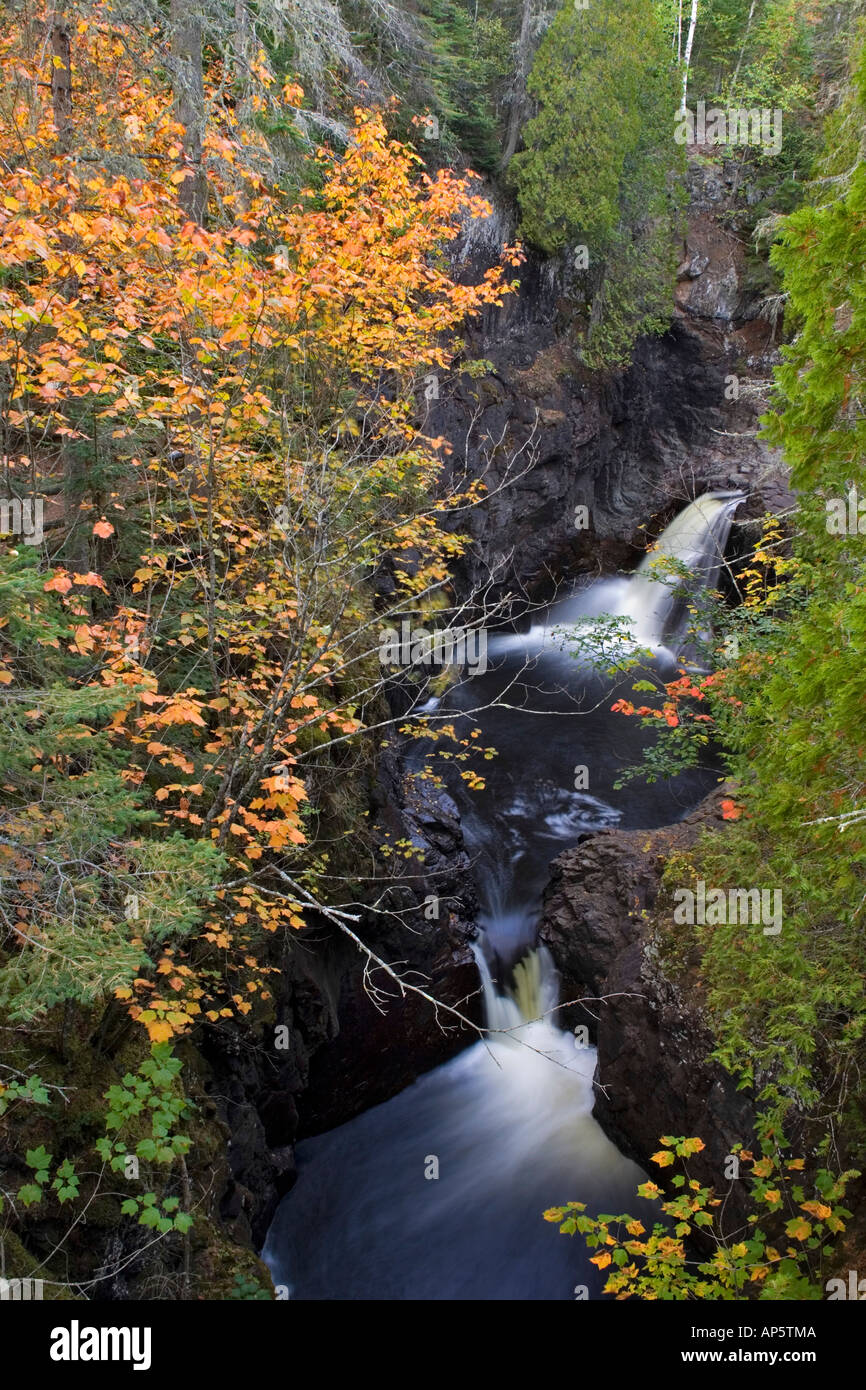 Waterfalls along the Cascade River at Cascade State Park in Minnesota ...