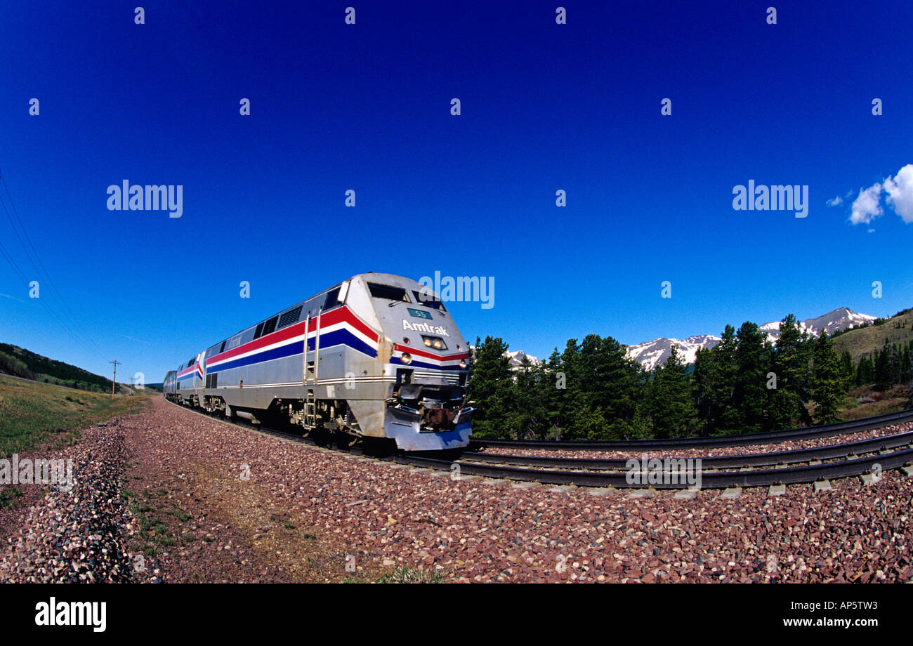 Amtrak Train at Marias Pass in Montana Stock Photo - Alamy