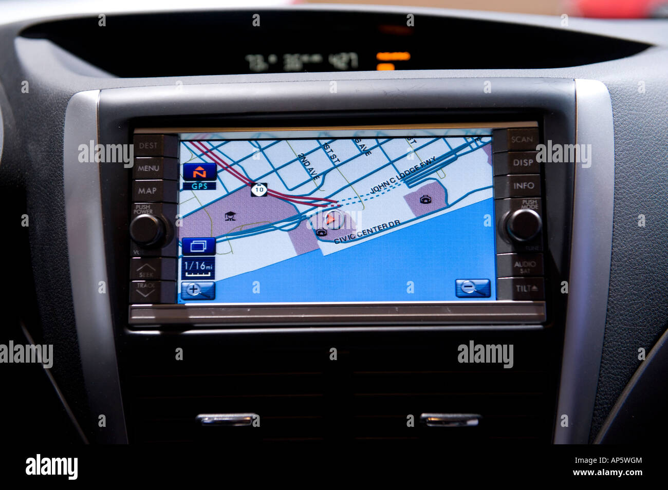 Satellite navigation unit in a Subaru Stock Photo - Alamy