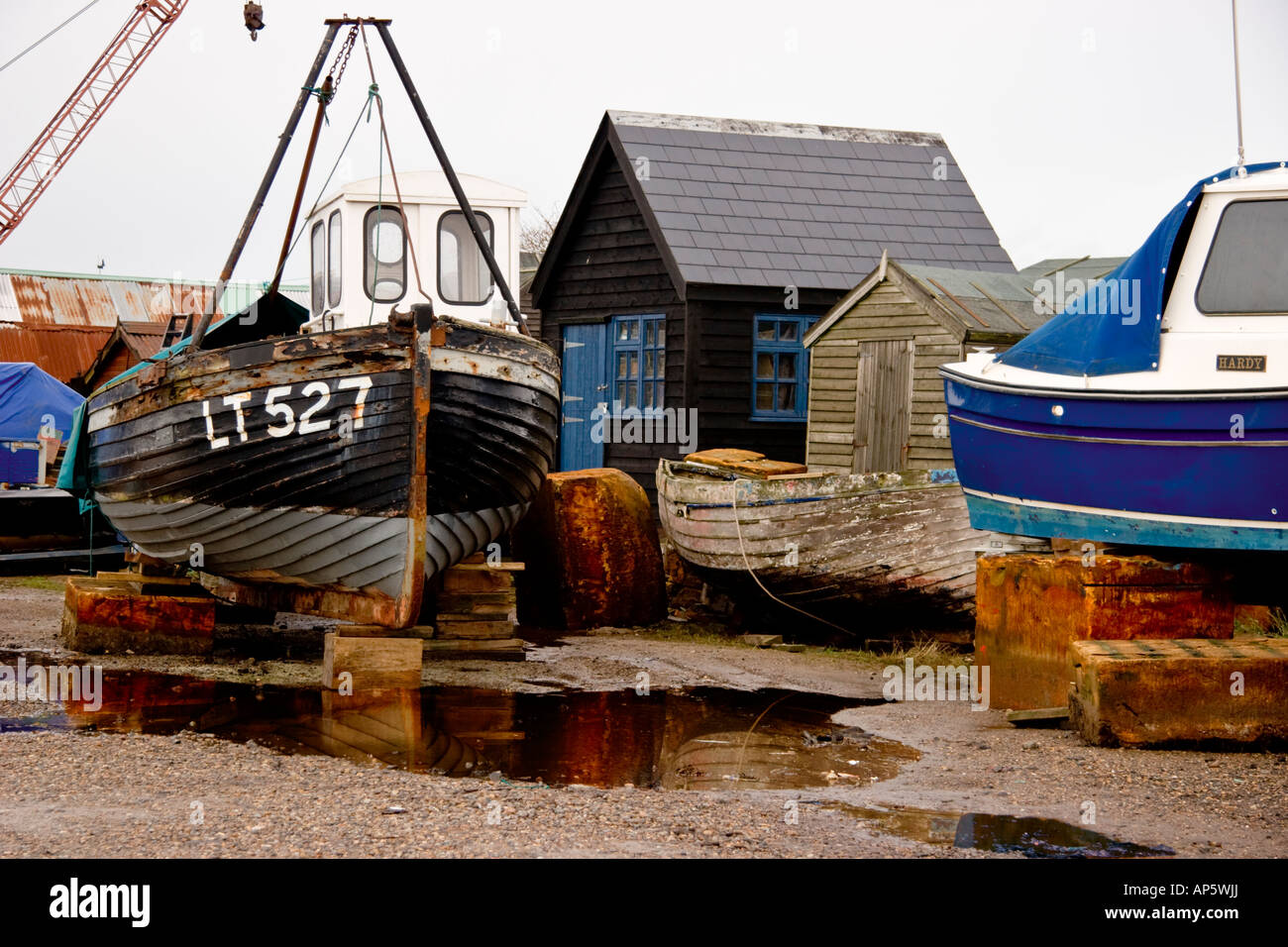 Fishing boats and sheds, Southwold harbour, Suffolk, England Stock ...