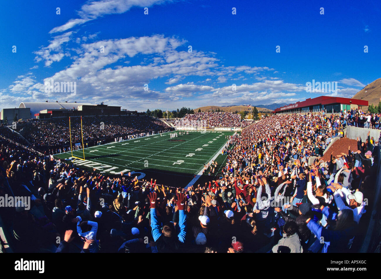 Crowd doing the wave at University of Montana football game Stock Photo ...