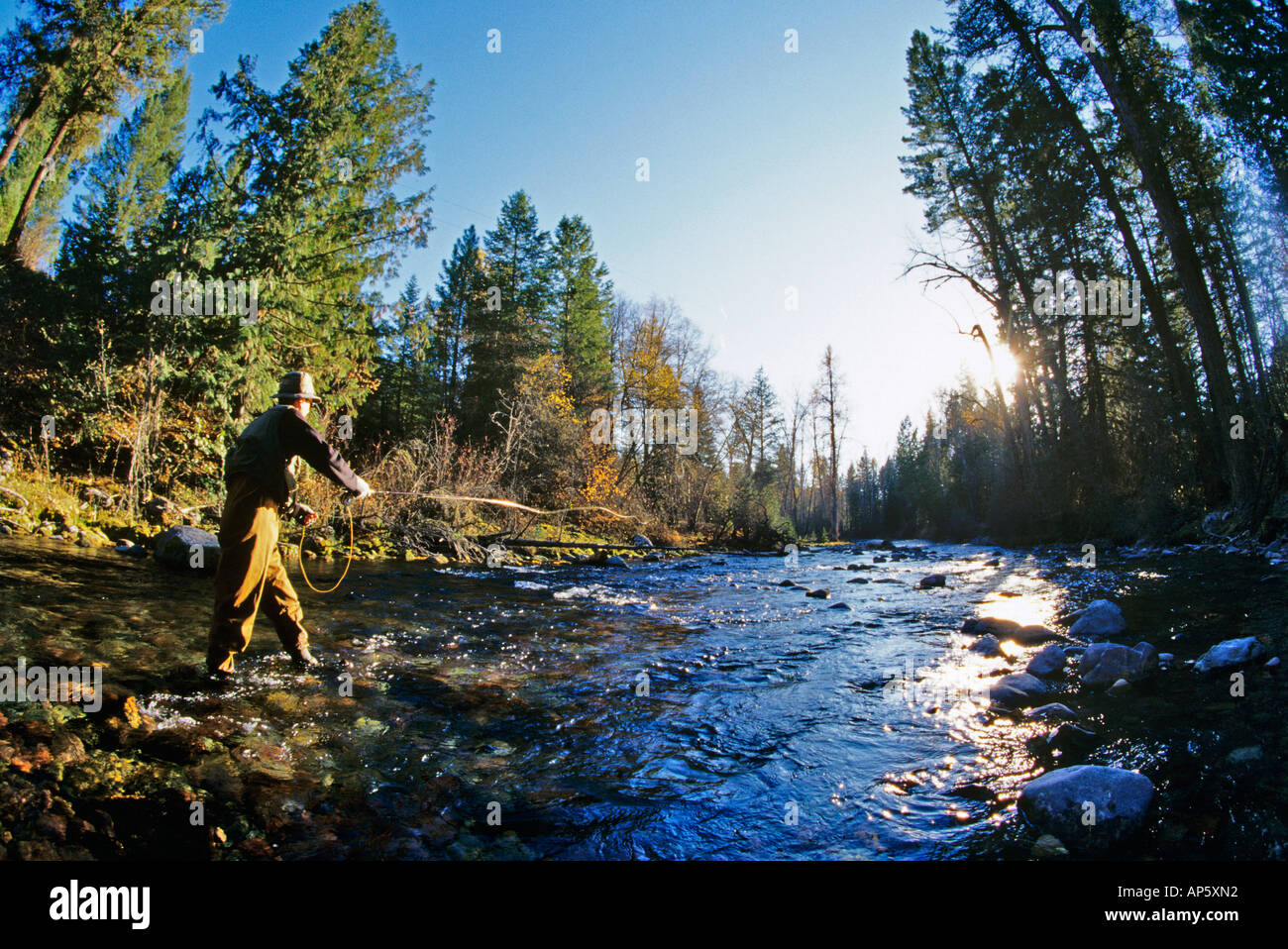 Flyfishing the Jocko River in Montana (MR Stock Photo - Alamy
