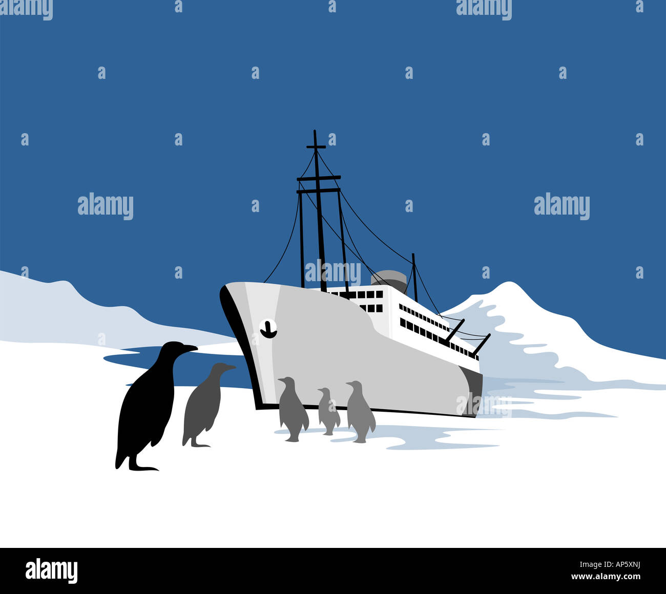 Ship stranded in the polar ice region Stock Photo - Alamy