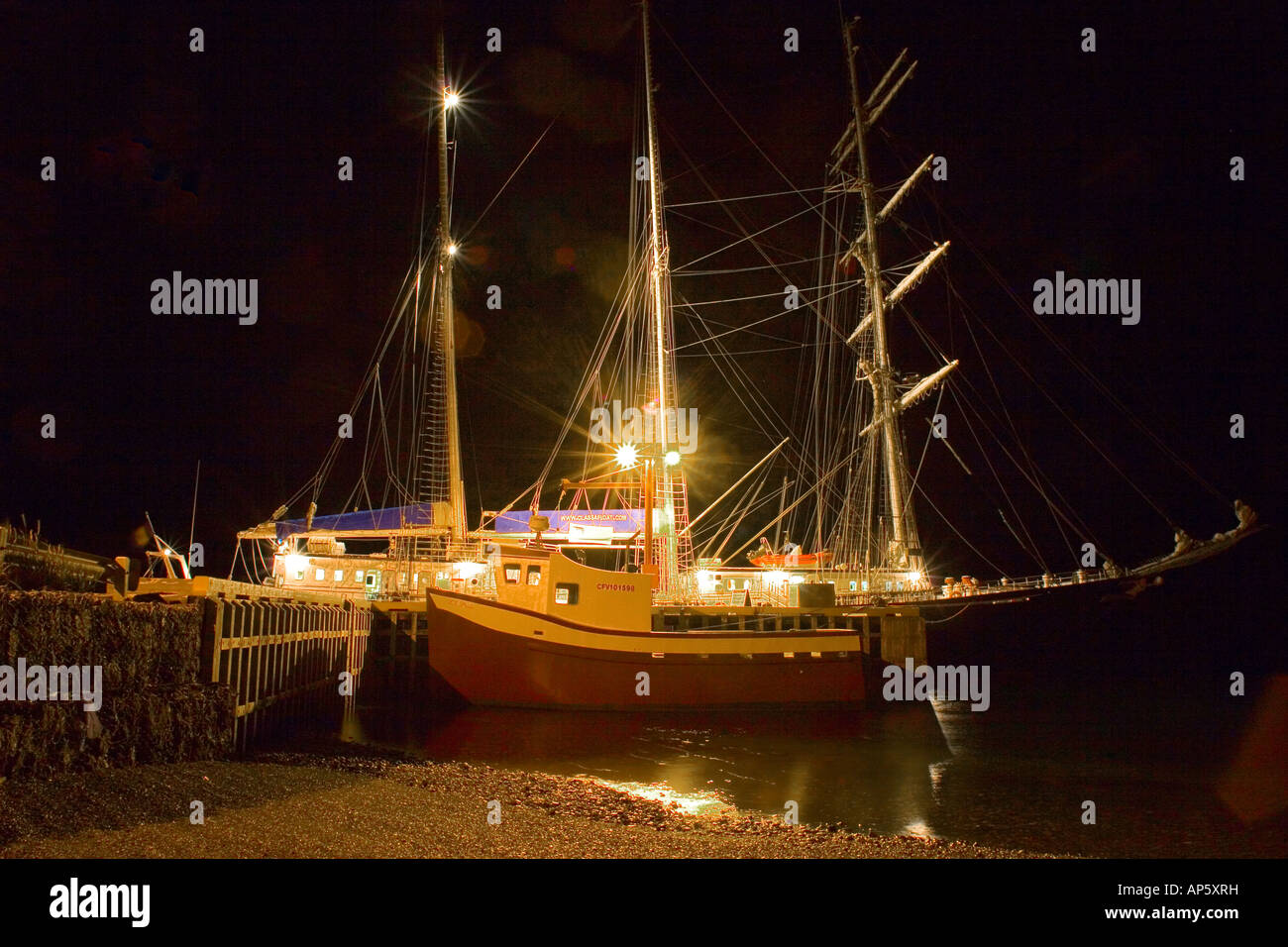 Newfoundland Bay of Islands Concordia ship at night Lark Harbour Stock ...