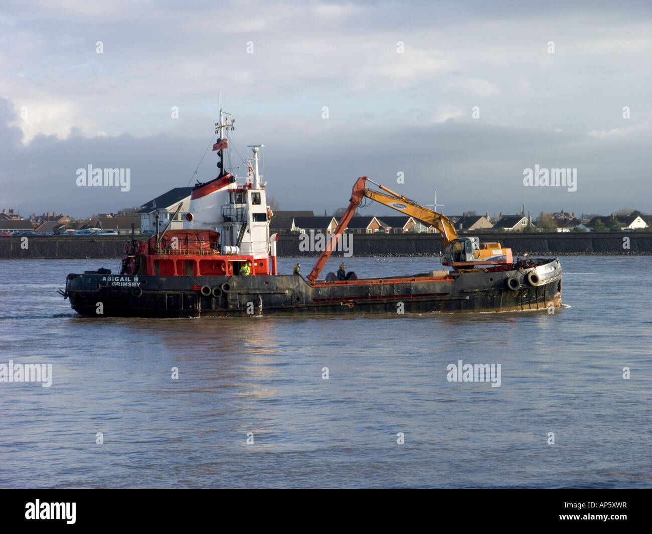The hopper dredger "Abigail H" in the River Wyre estuary at Fleetwood ...