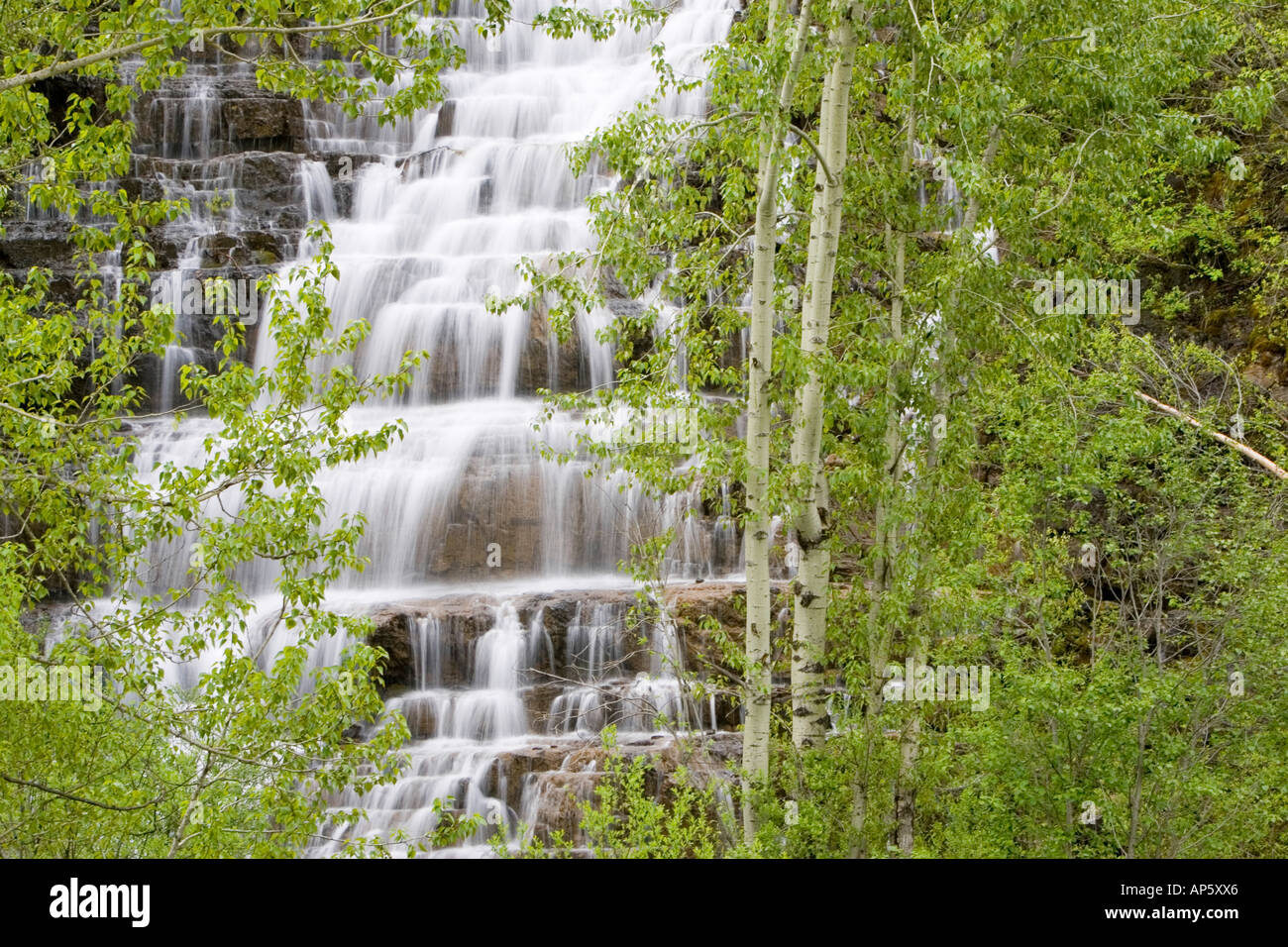 Silver Stairs Waterfall near Marias Pass in the Flathead National ...