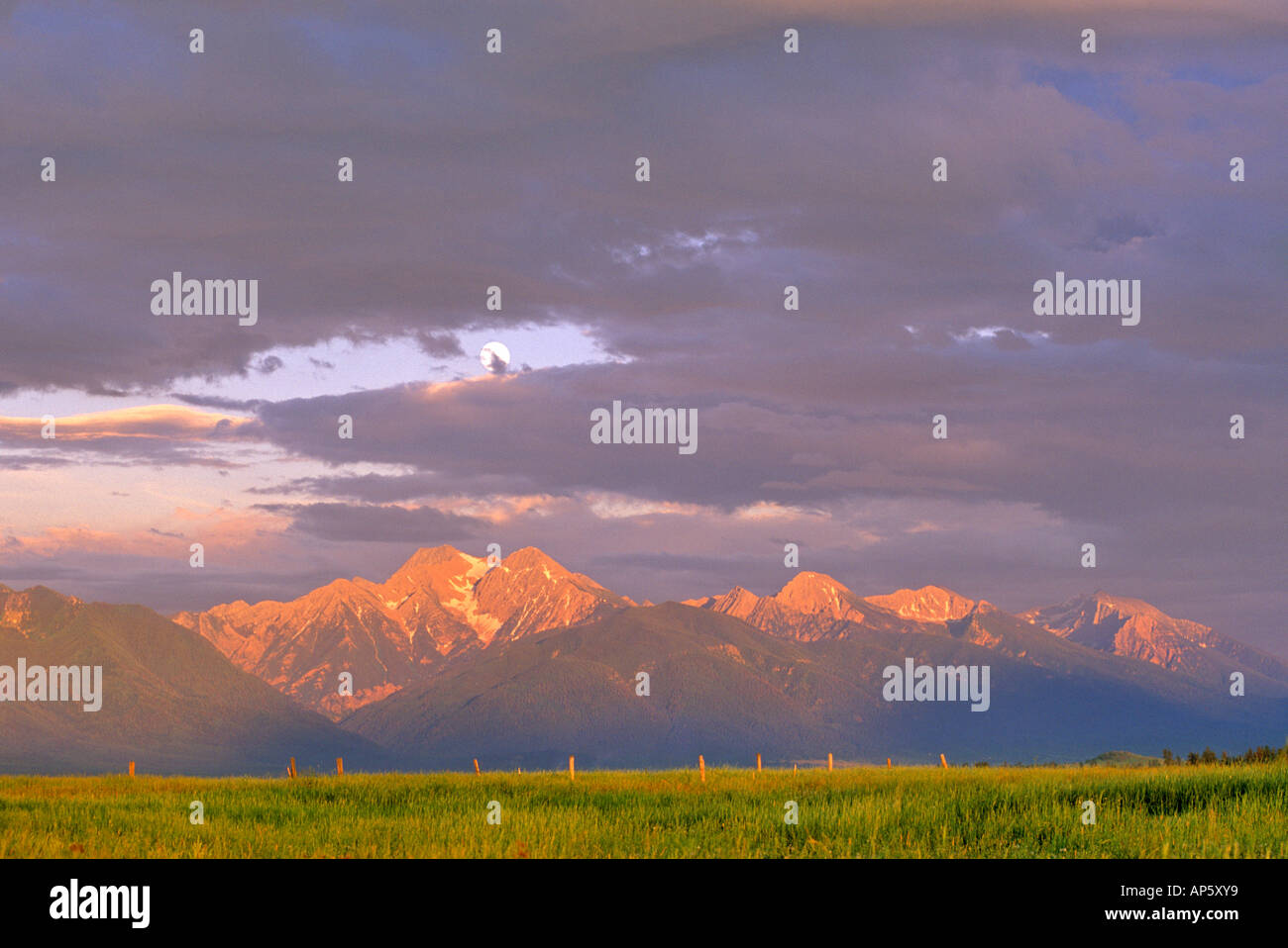 Moonrise Over Mission Mountains near Ronan Montana Stock Photo - Alamy