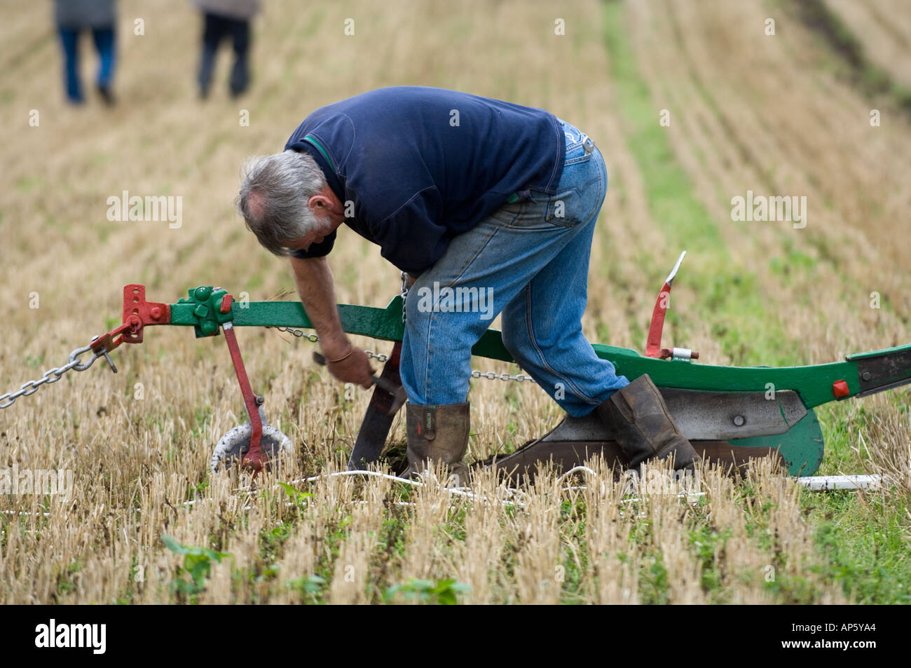 Farmer and plough at vintage ploughing competition Stock Photo - Alamy