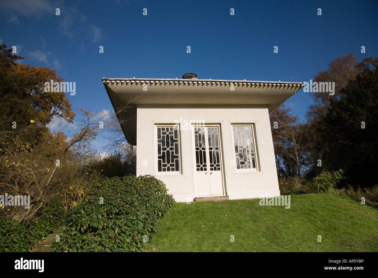 Autumn Chinese House and Path in Parkland of Shugborough Stock Photo ...
