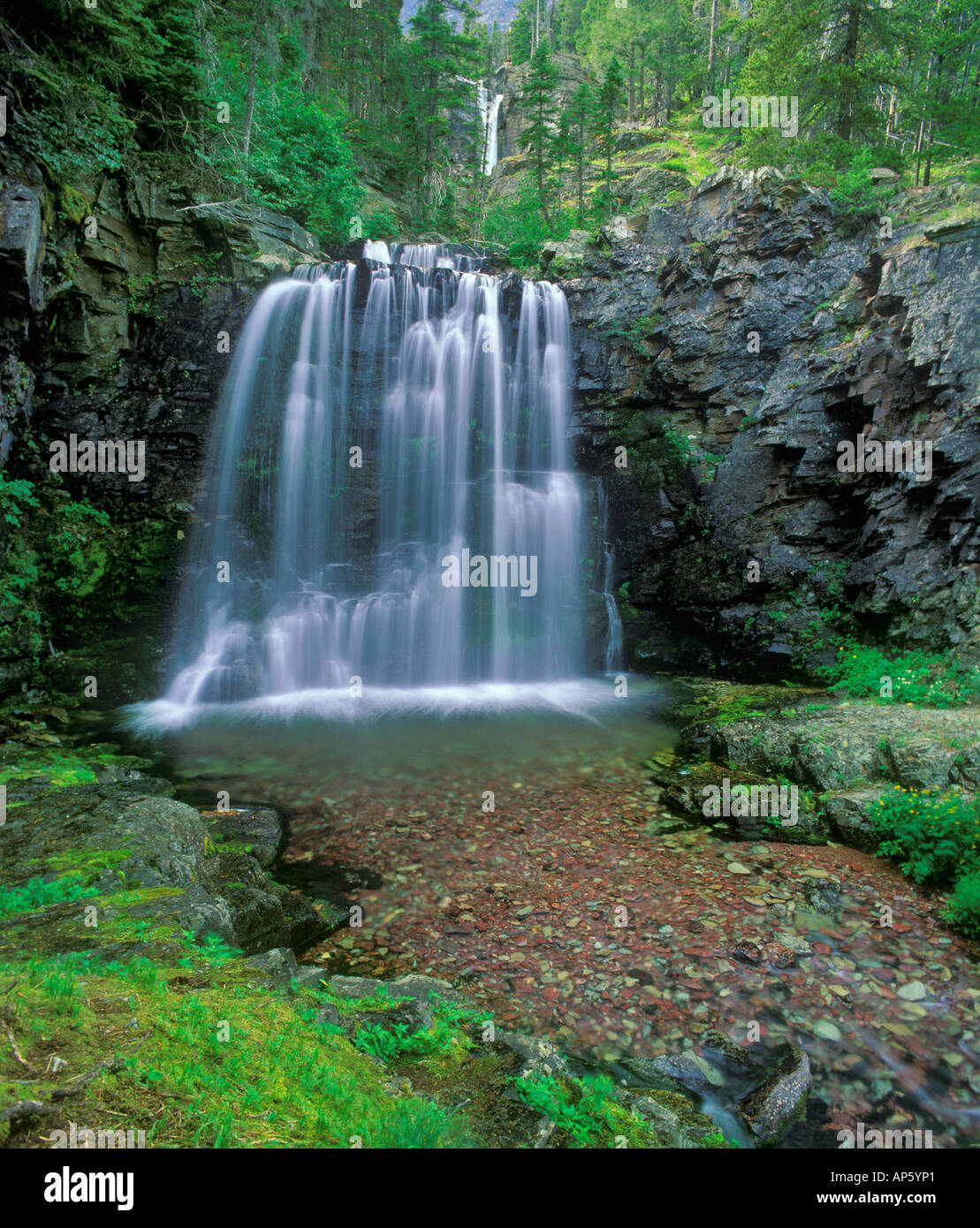 Rockwell Falls in the Two Medicine Valley of Glacier National Park in ...