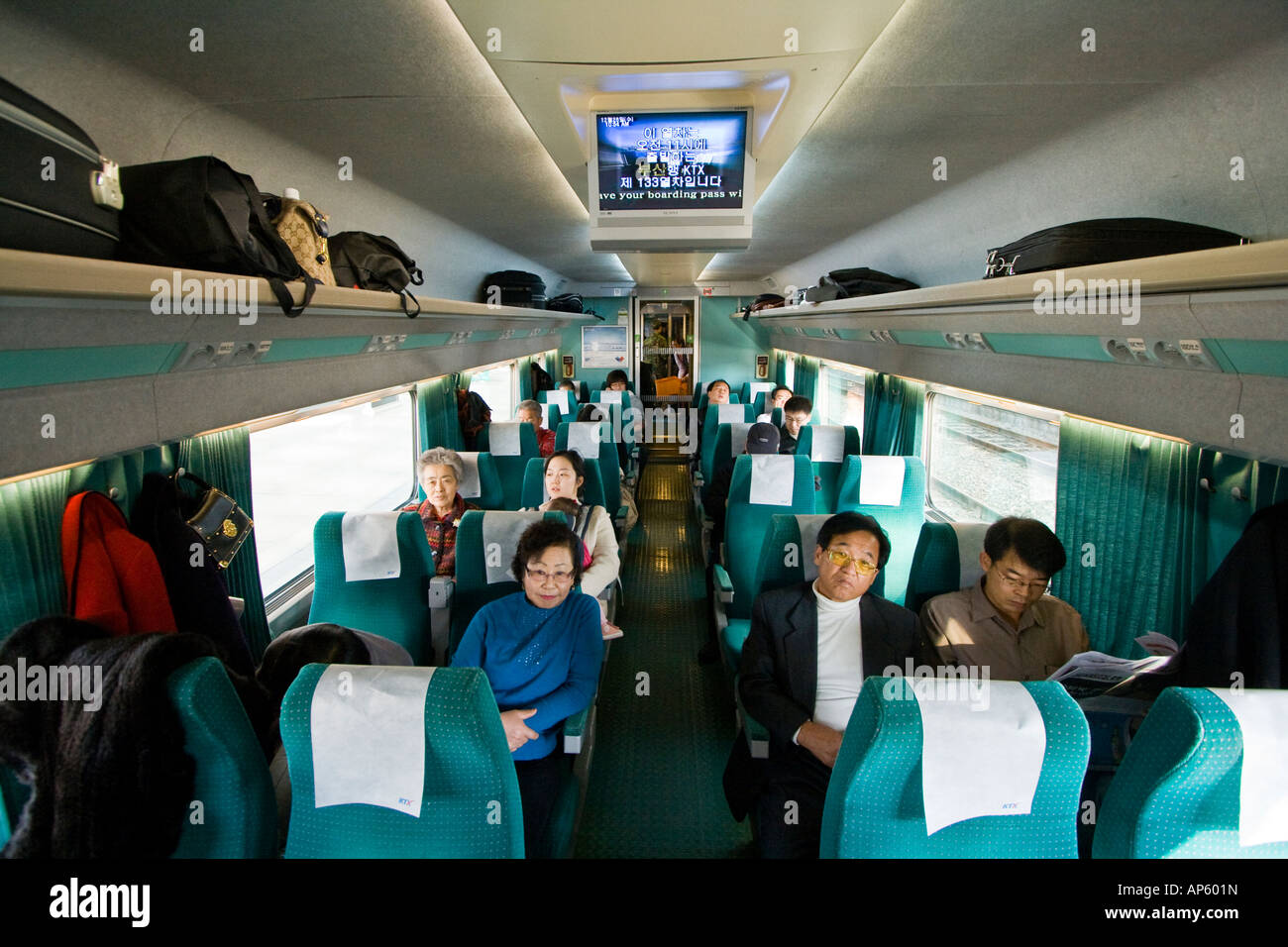 KTX Passengers Inside Railroad Train South Korea Stock Photo - Alamy