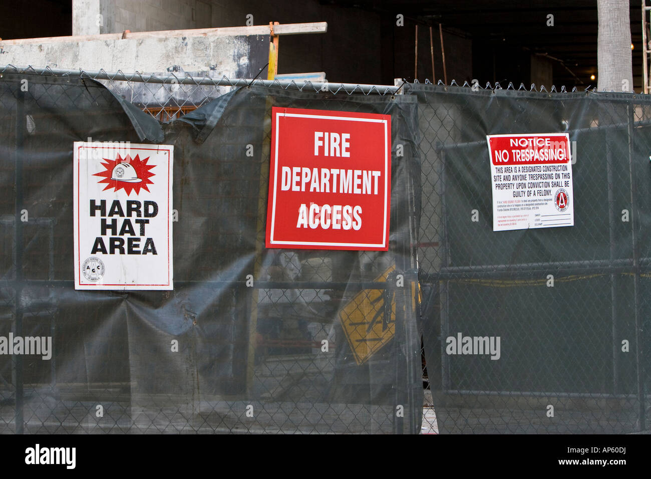 Construction Site Warning Signs Stock Photo - Alamy