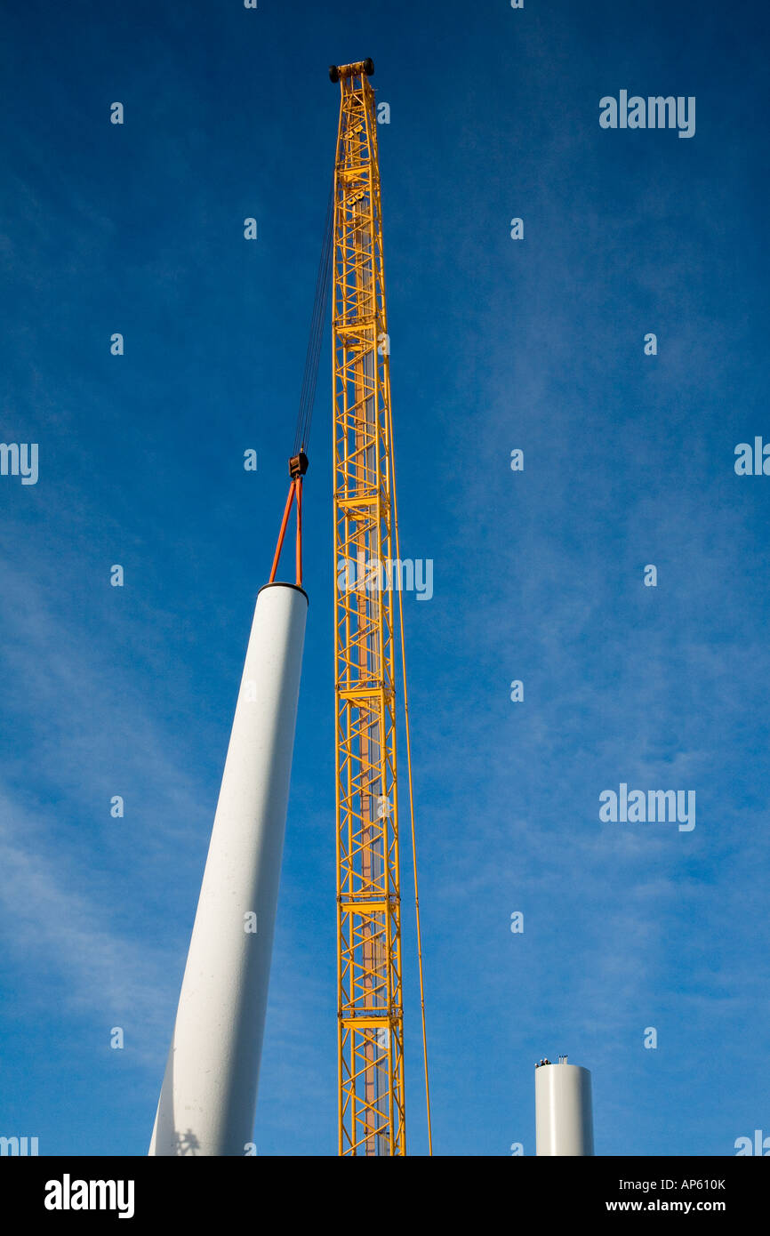 Crane lifting, Erecting installing, and assembly of tower and nacelle ...