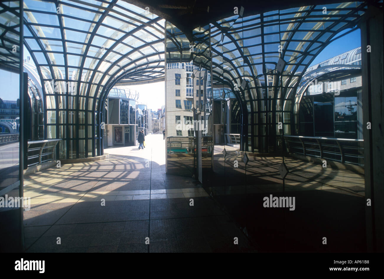 metal glass structure pavillon of the Forum des Halles Paris France ...