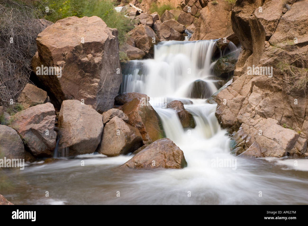 Small waterfall in Guadalupe Box Canyon in the Jemez Mountains in ...
