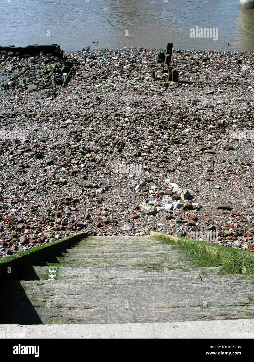 Thames Steps, Central London opposite Tate Modern Stock Photo - Alamy