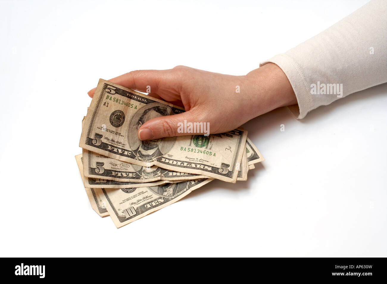 Hand Holding Fan of American Money Stock Photo - Alamy
