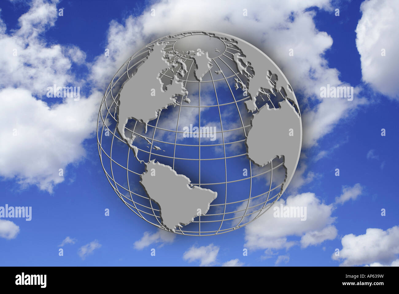 Earth globe over blue sky background Stock Photo - Alamy