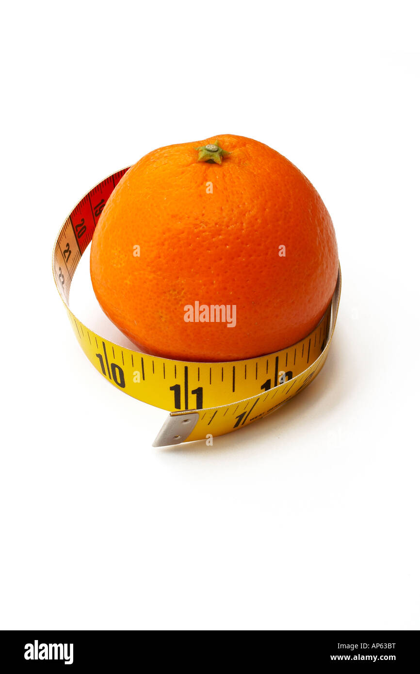Orange with tape measure Stock Photo - Alamy