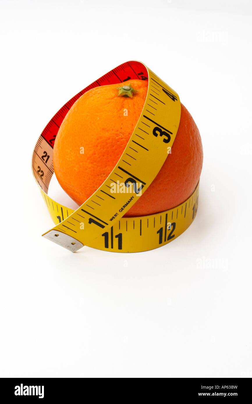 Orange with tape measure Stock Photo - Alamy