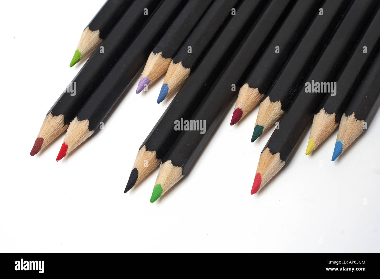 Colored school pencils stacked Stock Photo - Alamy
