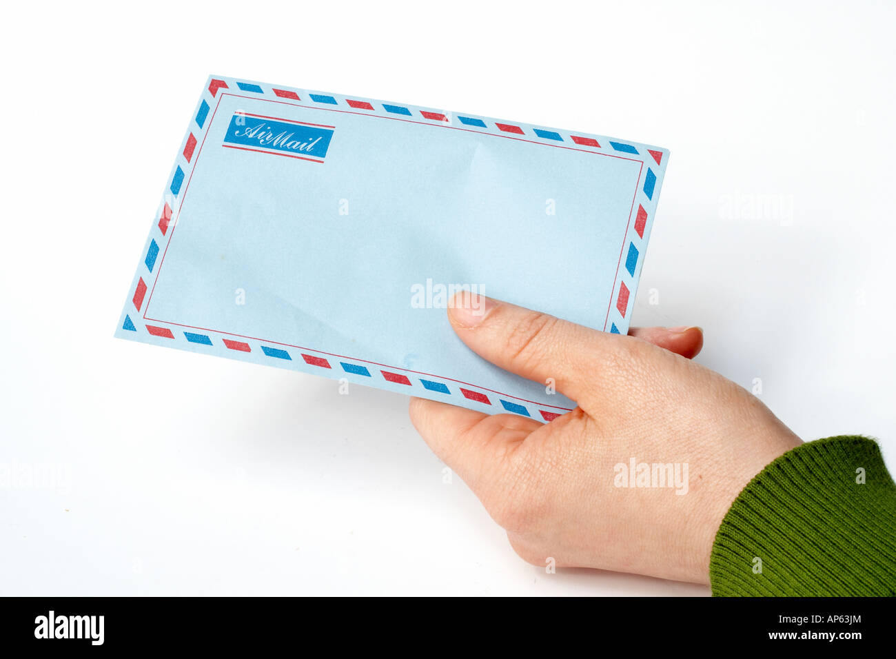 holding envelope in isolated background Stock Photo - Alamy